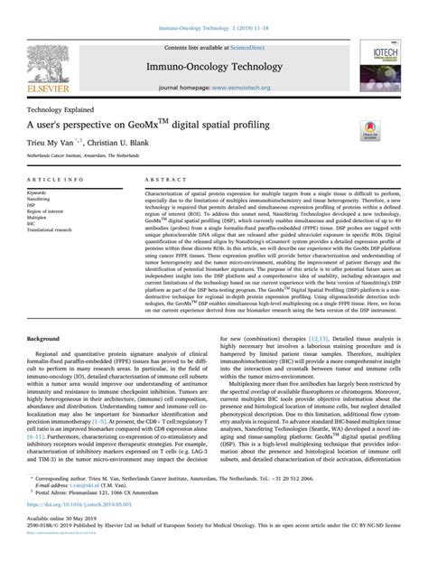 A Users Perspective On Geomxtm Digital Spatial Profiling Pdf