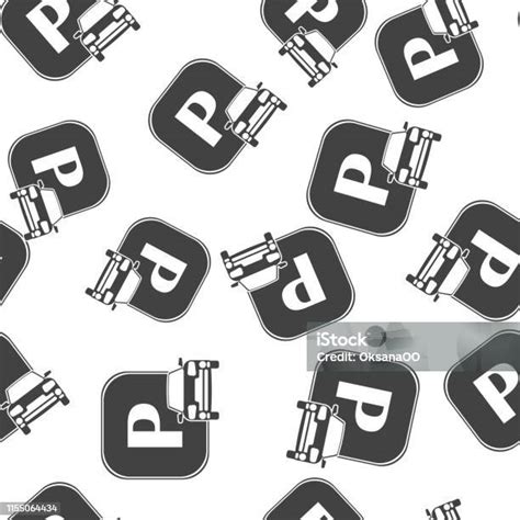 주차 구역의 벡터 일러스트입니다 흰색 바탕에 주차 표지판 및 자동차 아이콘 완벽 한 패턴입니다 강철에 대한 스톡 벡터 아트 및 기타 이미지 Istock