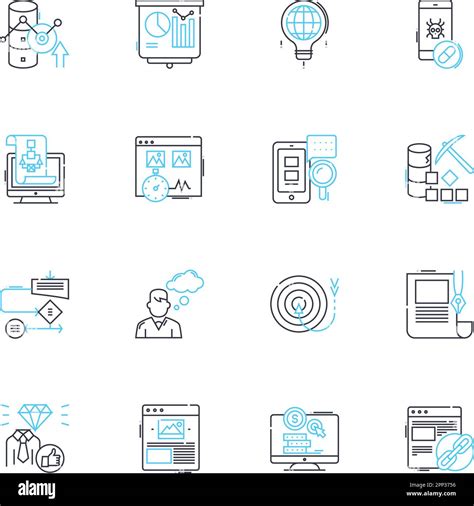 product analysis linear icons set analysis product features