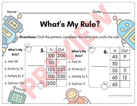Function Machines Whats My Rule Input And Output Tables Robot Theme
