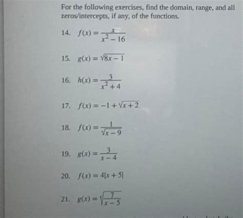 Solved For The Following Exercises Find The Domain Range Chegg