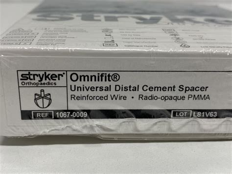 New Stryker Omnifit Universal Distal Cement Spacer 1067 0009 Exp 2024