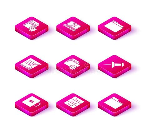 Set Coffee Cup Drawer With Documents Blank Notebook And Pen Folder