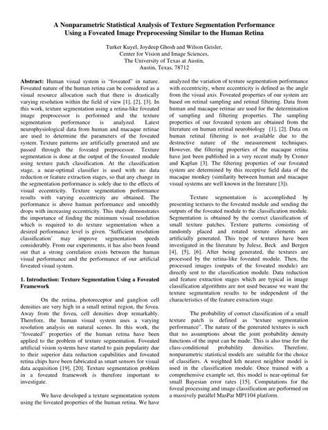 pdf a nonparametric statistical analysis of texture segmentation