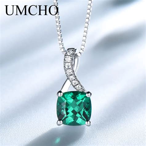 Best Umcho Created Emerald Gemstone Pendants For Women Solid Genuine