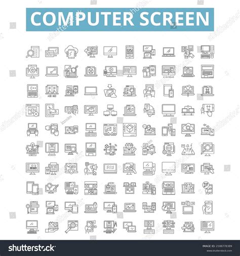 Computer Screen Icons Line Symbols Web Stock Vector Royalty Free Shutterstock