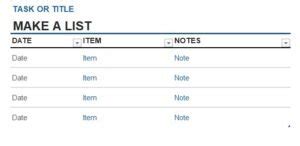 Make A List Worksheet Template In Excel Download Xlsx