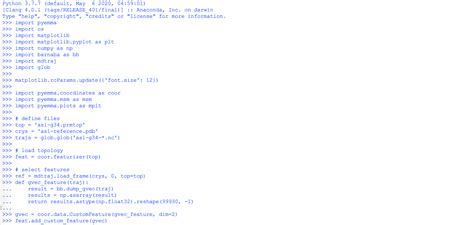 PyEMMA Custom Feature Issue Markovmodel PyEMMA GitHub