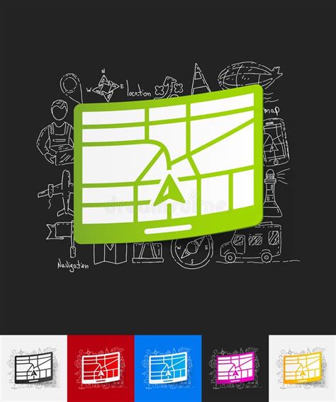 Gps Paper Sticker with Hand Drawn Elements Stock Vector - Illustration ...