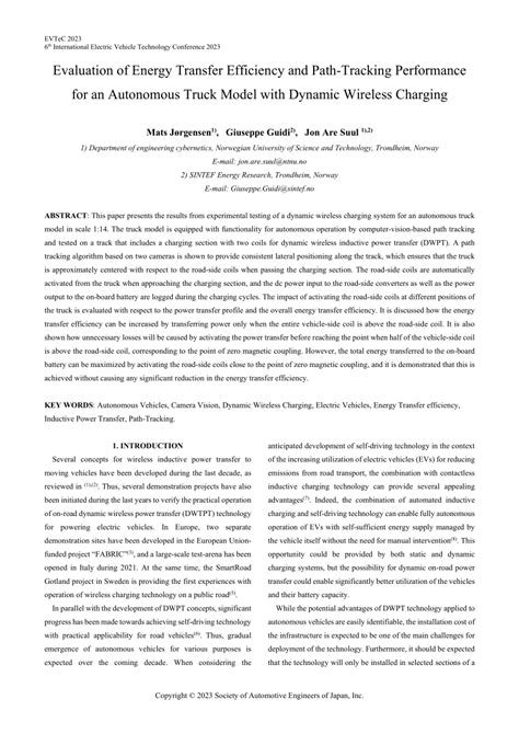 Pdf Evaluation Of Energy Transfer Efficiency And Path Tracking