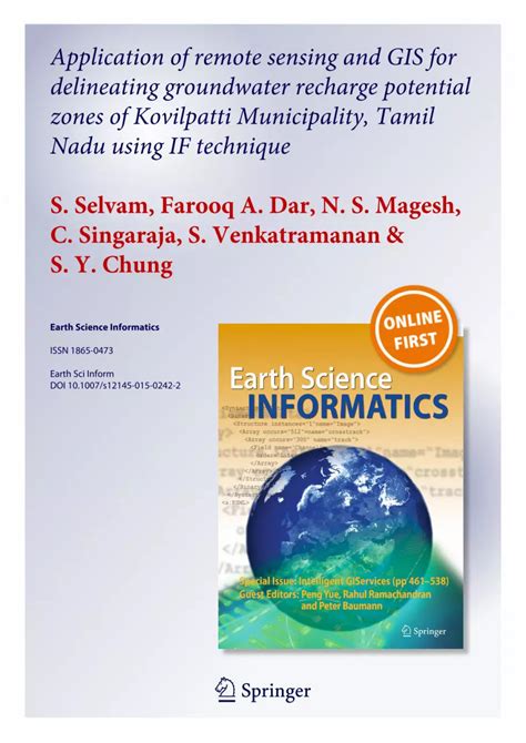 Pdf Application Of Remote Sensing And Gis For Delineating Groundwater Recharge Potential Zones