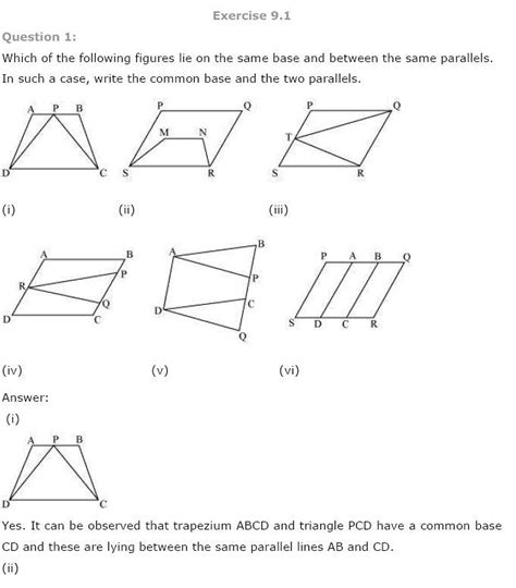 Ncert Solutions For Class 9 Maths Chapter 9 Areas Of Parallelograms And Triangles