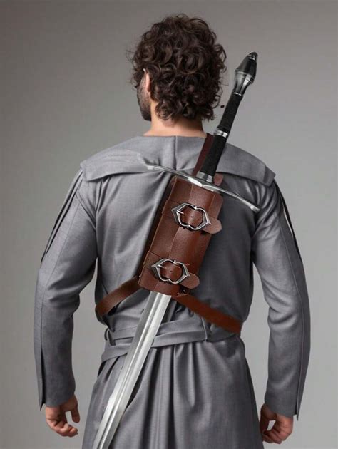 Medieval Leather Back Sword Shoulder Frog Adjustable Sheath Holster