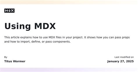Using Mdx Mdx
