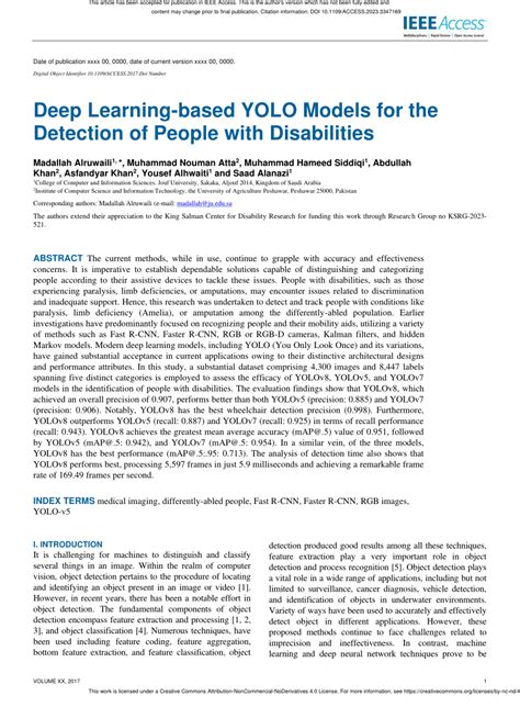 Pdf Deep Learning Based Yolo Models For The Detection Of People With