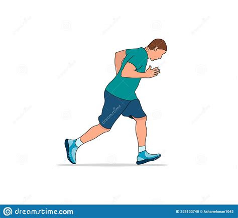 Muscular Man Running Slowly Vector Illustration Stock Illustration