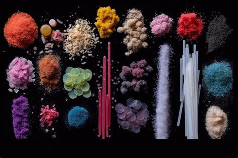 Premium AI Image Microscopic View Of Microplastics From Different Sources Created With