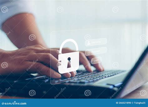 Cyber Security Concept Data Protection And Secured Internet Access Man Hand Typing On A