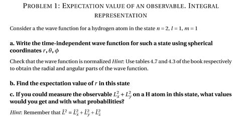 Problem 1 Expectation Value Of An Observable