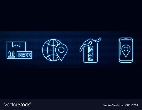 Set Line Price Tag With Free Cardboard Box Vector Image