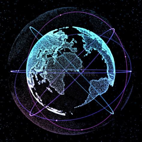 Abstract Sphere Shape Of Glowing Circles Global Communication Orbits Global Network Connection