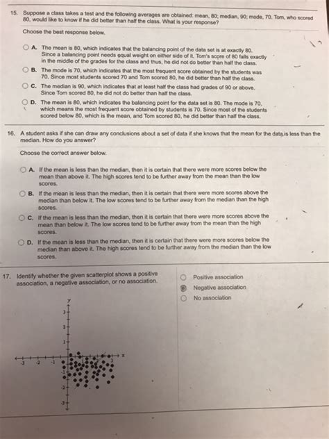 Solved 15 Suppose A Class Takes A Test And The Following