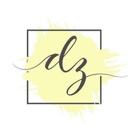 붓글씨 소문자 Dz는 프레임 벡터 그림의 컬러 배경에 실선으로 작성됩니다 프리미엄 벡터