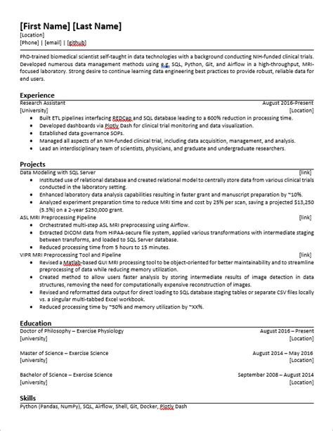 Resume Review Entry Level Data Engineer Rdataengineering