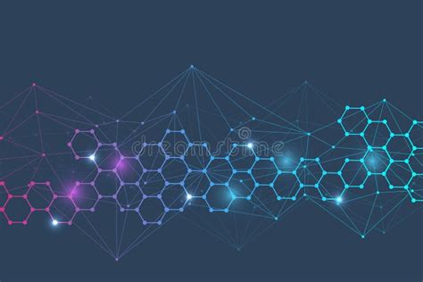 Modern Scientific Background With Hexagons Lines And Dots Wave Flow Abstract Background Stock