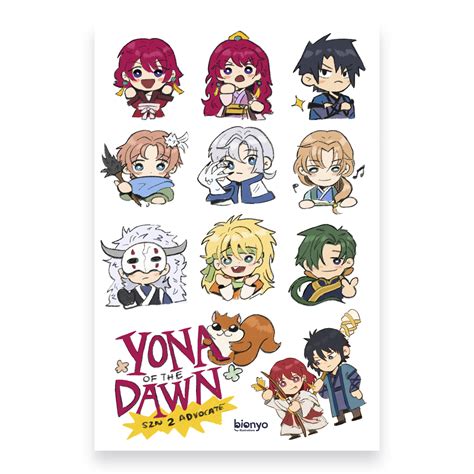 Yona Of The Dawn Sticker Sheet Bionyo Illustrations