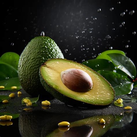 Premium Photo A Delicious Avocado In Front Of A Black Wall In The
