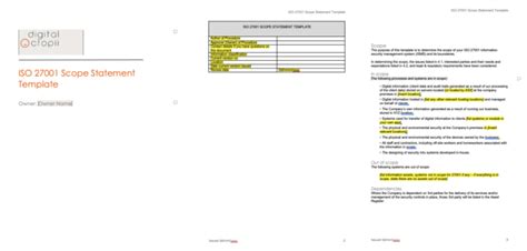 ISO Scope Statement Template
