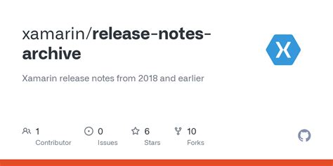 GitHub Xamarin Release Notes Archive Xamarin Release Notes From And Earlier