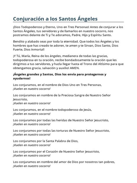 Conjuracion A Los Santos Angeles Pdf Derecho Religión Y