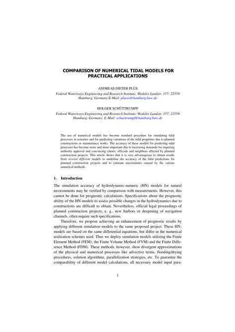 pdf comparison of numerical tidal models for practical applications