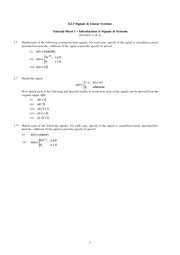 Tutorial 1 Signals Systems E2 5 Signals Linear Systems Tutorial Sheet 1 Introduction To