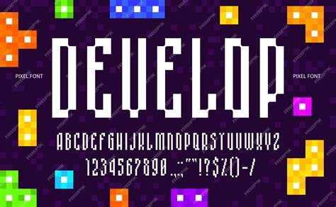 premium vector digital pixel font 8bit geometric alphabet type