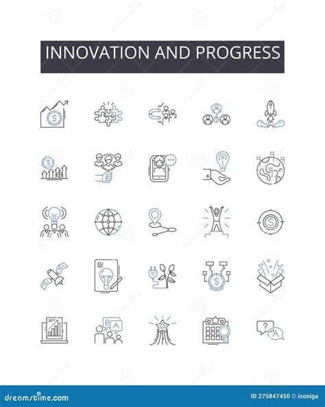 Innovation And Progress Line Icons Collection Improvement Advancement