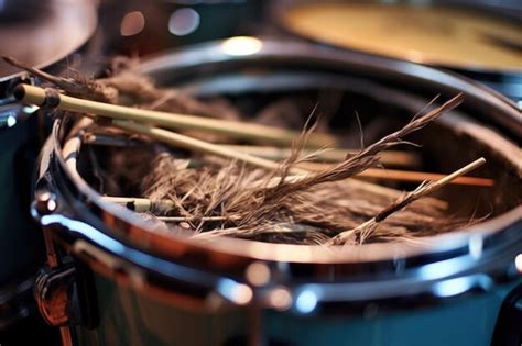 Premium Photo Closeup Of Drumsticks Resting On Snare Drum Created With Generative Ai