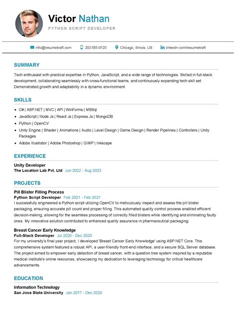 python script developer resume example in 2025 resumekraft