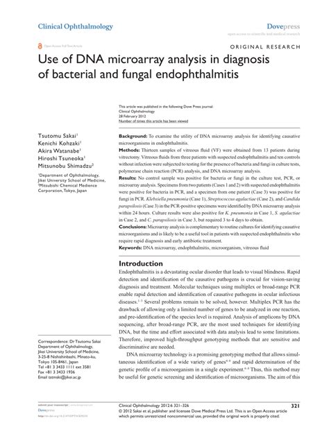 Pdf Use Of Dna Microarray Analysis In Diagnosis Of Bacterial And