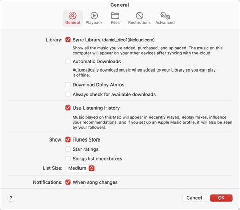 Apple Music Settings Showing Sync Library Turned On