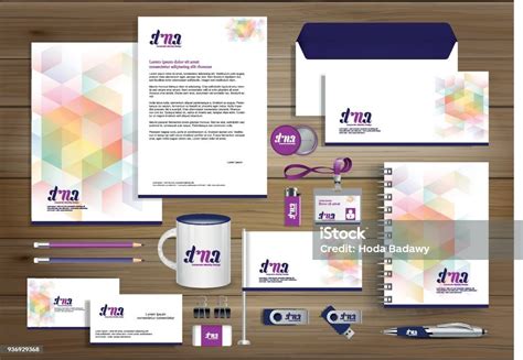 기업 아이덴티티 비즈니스 템플릿 디자인 벡터 추상적인 문구 선물 항목 색상 홍보 기념품 요소 링크 디지털 기술 세트 Usb 메모리에 대한 스톡 벡터 아트 및 기타 이미지