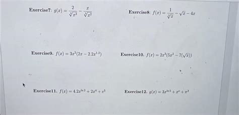exercise7 g x 3√7² exercise9 f x 3r² 2x