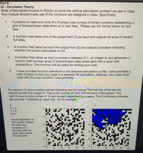 Part B Q1 Percolation Theory Write A Percolation