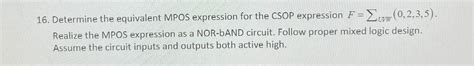 Determine The Equivalent Mpos Expression For The Csop