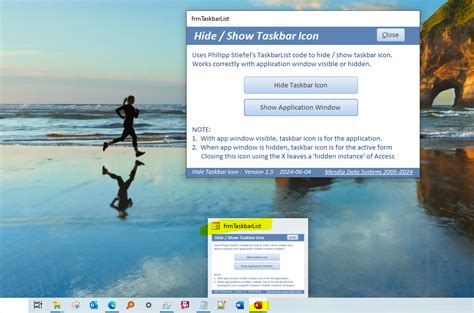 hide the taskbar icon