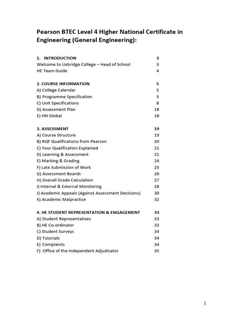 Pearson Btec Level 4 Hnc In General Engineering Hc4ngf 2023 24 Final Pdf Engineering