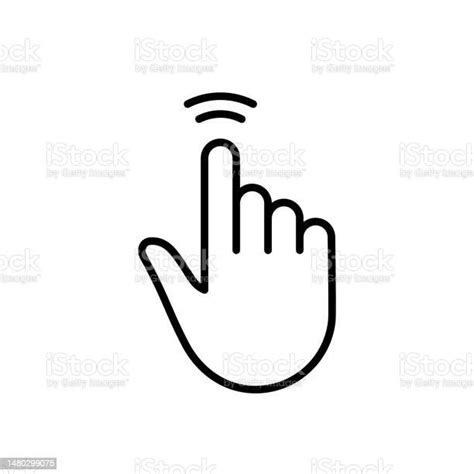 Double Tap Gesture Of Computer Mouse Pointer Finger Black Line Icon
