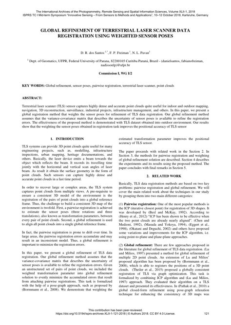 Pdf Global Refinement Of Terrestrial Laser Scanner Data Registration